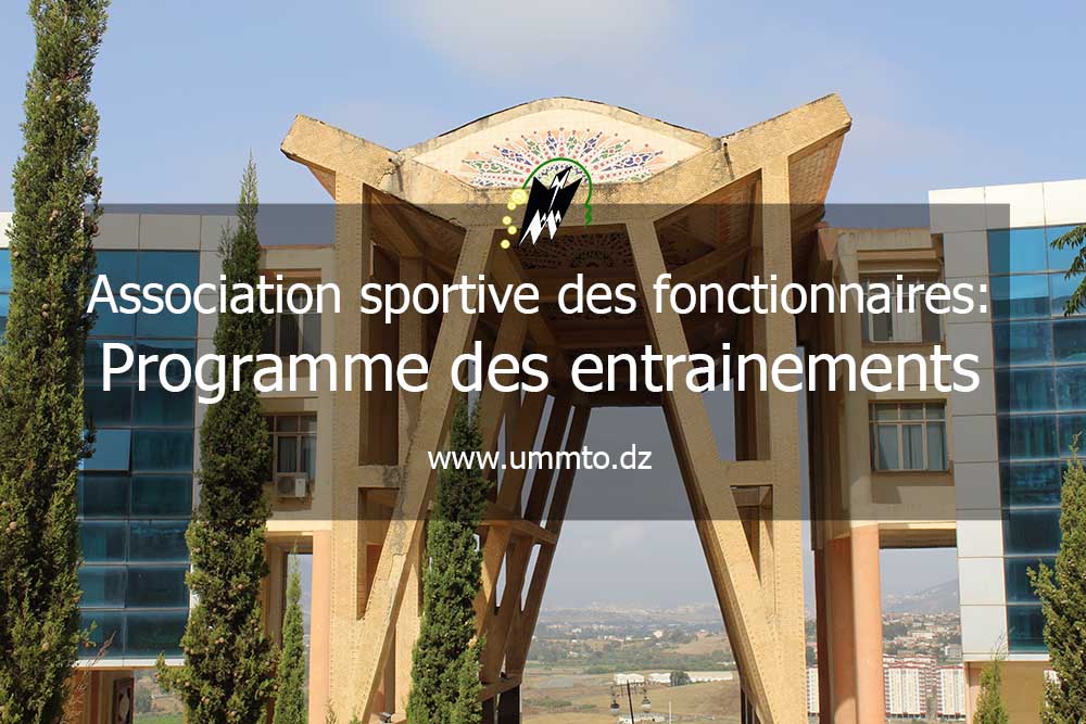 Association sportive : Programme des entrainements - UMMTO