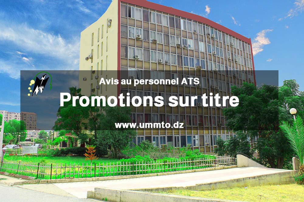 Personnel ATS: Promotions sur titre 2021 - UMMTO